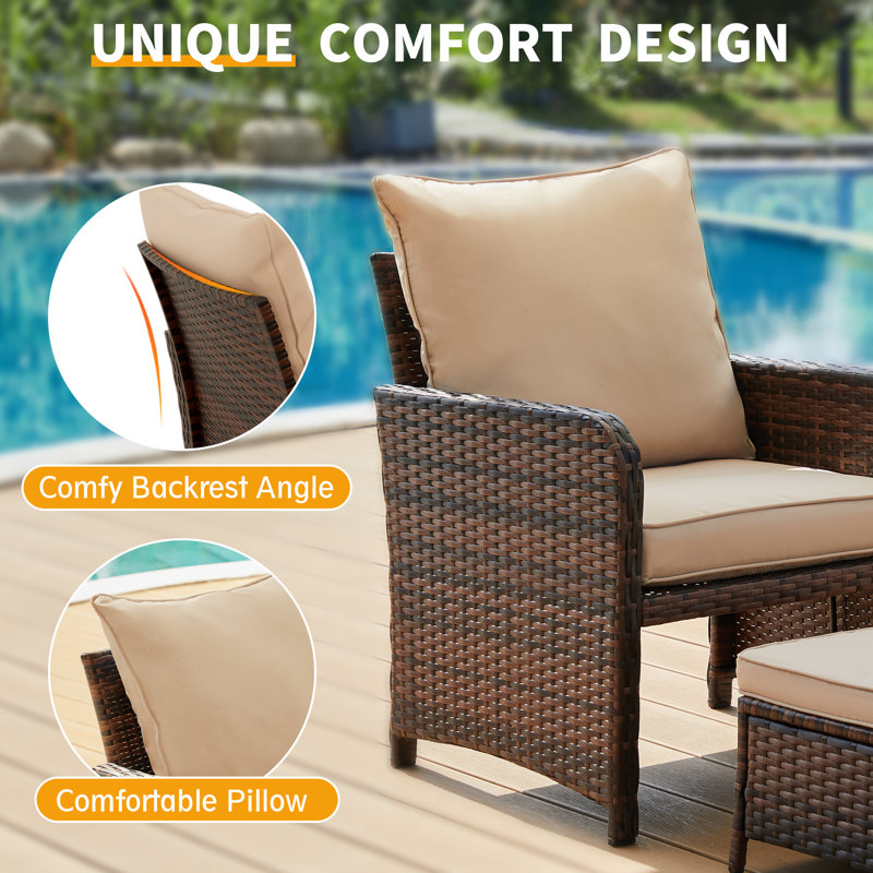Red Barrel Studio Wicker Rattan 2 Person Seating Patio Conversation Sets With Ottoman Reviews Wayfair